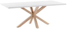 OnaDnes -20% Bílý jídelní stůl Kave Home Argo 200 x 100 cm s přírodní kovovou podnoží