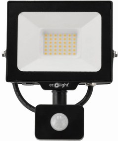 ECOLIGHT LED reflektor 30W 2v1 - neutrální bílá + čidlo pohybu