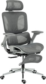 HOMCOM ergonomická síťovaná kancelářská židle — 4D područky, nastavitelná opěrka hlavy a hloubka sedáku, bederní opora, sklápění 135° s opěrkou nohou…