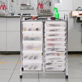 Costway Vozík s 15 stohovatelnými zásuvkami Pojízdný boční vozík na kontejnery