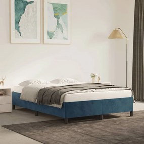 vidaXL Rám postele tmavě modrý 140 x 200 cm samet
