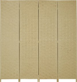 HOMCOM Dělicí stěna 4 panely 159,5x169,5 cm Skládací separator s dekorem z papírového provazu pro ložnici a obývací pokoj Hnědá | Aosom