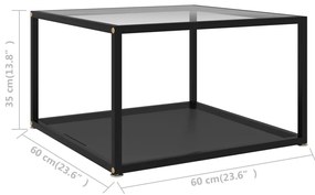 vidaXL 322891 Marketos Coffee Table Transparent and Black 60x60x35 cm Tempered Glass