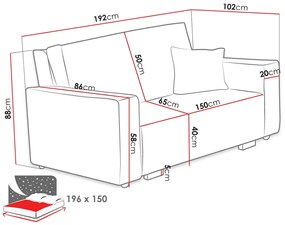 Rozkládací gauč s úložným prostorem CHIAKY 3 - modrý