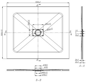 BPS-koupelny Obdélníková akrylátová sprchová vanička HYD-OSV-JUKO 120x100 šedá