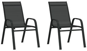 Stohovatelné zahradní židle 2 ks černé textilenová tkanina