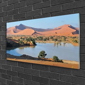 Obraz na skle Jezero Poušť Krajina 120x60 cm