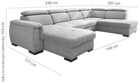 Sedací souprava UMBRIA I | 177x348x207 cm | rozkládací + úložný prostor | VÝBĚR LÁTEK