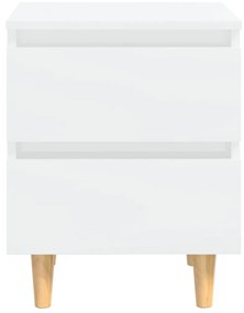 Noční stolky nohy z borovice 2 ks bílé vysoký lesk 40x35x50 cm - Default Title