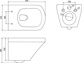 Mexen Vito, závěsné WC Rimless 54,5 x 37 cm s pomalu padajícím sedátkem z duroplastu, bílá, 30174000