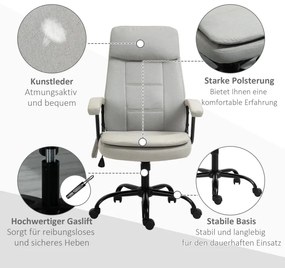 Vinsetto Masážní kancelářská výškově nastavitelná otočná židle, ergonomická, béžová 63 x 70 x 112-121 cm 921-308BG