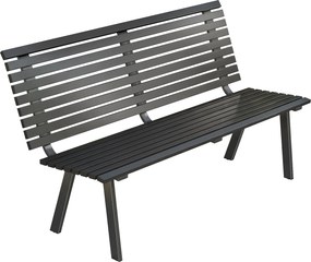 Outsunny 3místná kovová zahradní lavice, odolná proti povětrnosti, lamelové provedení, nosnost 240 kg — 154 × 68 × 88 cm, černá | Aosom