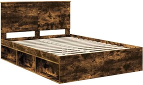 Rám postele Kouřový dub 135 x 190 cm Masivní borové dřevo 3411023