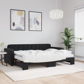 Válenda s přistýlkou a matracemi černá 80 x 200 cm samet 3196950