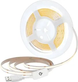 Solight LED COB pásek teplá bílá / USB napájení / vypínač / 5m / 7W/m