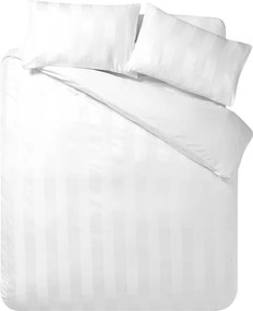 Bílé saténové povlečení na dvoulůžko 220x230 cm So Soft Satin Stripe – Catherine Lansfield