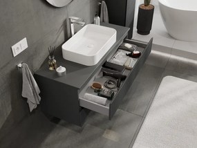 Mexen Rivel, koupelnová skříňka 120 cm, 2 zásuvky, drážkovaná, grafitová matná, 91A20-12047-2-BFF66