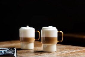 Žluté skleněné hrnky v sadě 2 ks na cappuccino 350 ml Livio – Vialli Design