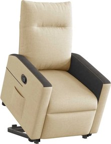 Zvedací polohovací křeslo krémové textil 3324056