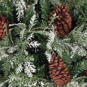 Vánoční stromek s LED a šiškami zelený a bílý 225 cm PVC a PE 3094566