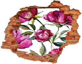 Wallmuralia Nálepka díra na zeď Růžové pivoňky 90x70 cm