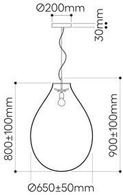Bomma TIM skleněné závěsné svítidlo, velké Barva: Čirá / černé kování