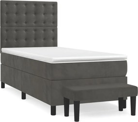 Box spring postel s matrací tmavě šedá 100x200 cm samet 3138068