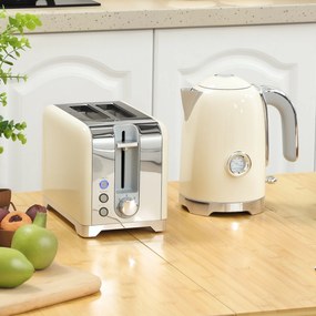 HOMCOM Sada konvice a toustovače, 2200 W, 7 stupňů opečení, různé funkce, krémová