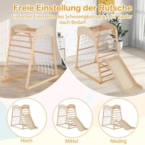 Costway Lezecký rám Indoor 6 v 1 vytahovací tyč a skluzavka a šplhací skály