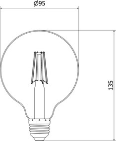 Mexen Vintis, LED žárovka E27, G95, 6W, Teplá - 2700K, 600 lm, jantarová - L157-E27-0627-50