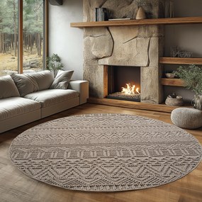 Ayyildiz, Kusový koberec Helix 2202 beige kruh, 80x80, béžová, chodba / předsíň