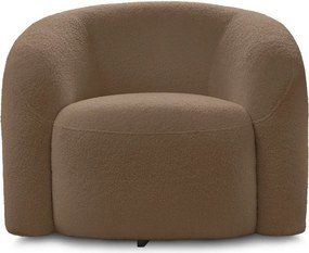 Hnědé otočné křeslo z textilie bouclé Elina – Bobochic Paris