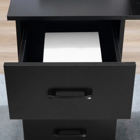 HOMCOM Počítačový stůl se 3 zásuvkami a 3 policemi, stůl do ložnice a kanceláře 120x49x72cm, černý