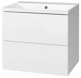 Mereo, Aira, koupelnová skříňka s umyvadlem z litého mramoru 61 cm, bílá CN710M