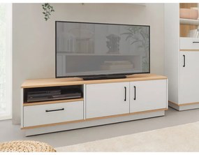 TV skříňka/stolek Maryann MR08, Barva dřeva: bílá lux / dub sušenkově hnědý + bílá lux