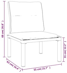Zahradní židle s poduškami černá a šedá polyratan - Default Title