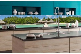 DIMEX | Fototapeta do kuchyně Molo KI-350-035 | 350 x 60 cm | zelená, modrá, šedá