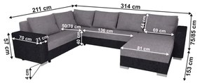 Čalouněná univerzální rozkládací sedací souprava do U YORK šedá/béžová/hnědá