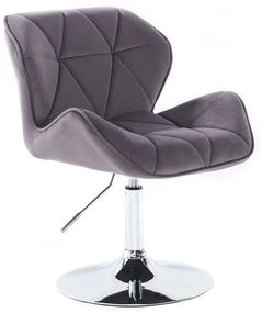 LuxuryForm DESIGN Otočná židle MILANO VELUR na stříbrném talíři - tmavě šedá