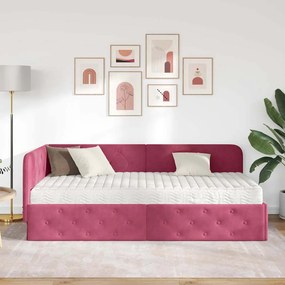 Rohový rám postele Víno Červené 100 x 200 cm samet 3394096