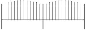 Zahradní plot s hroty ocel (0,5–0,75) x 3,4 m černý 277704