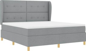 Postel s boxspringem s čelo Světle šedá 200 x 180 cm textil 3340767