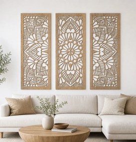 dřevo života Dřevěná 3 dílná mandala QUADRO Zvolte barvu dekoru: Černá, Rozměry (cm): 96x80