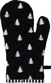 Bílo-černá bavlněná chňapka - rukavice se stromky Black&White X-Mas - 18*30 cm
