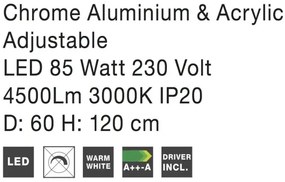 LED lustr Aria 75W 60 chrome