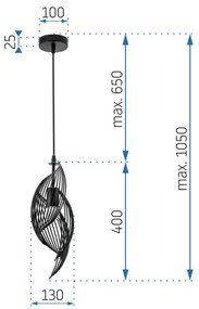 Toolight - Stropní svítidlo 1xE27 60W APP977-1CP, černá, OSW-06989