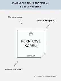 Samolepka na kořenky PERNÍKOVÉ KOŘENÍ bílá 5 × 5 cm tučné písmo