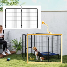 PawHut sada 2 nástavců na ohradu pro štěňata, ohradní panely pro psy, hřiště pro domácí mazlíčky, ocelový plot pro štěňata, šedá barva