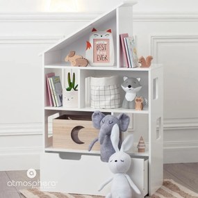 Dětská knihovna s úložným boxem na hračky, bílá