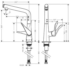 Hansgrohe Metris New, dřezová baterie, vzhled nerez 14883800